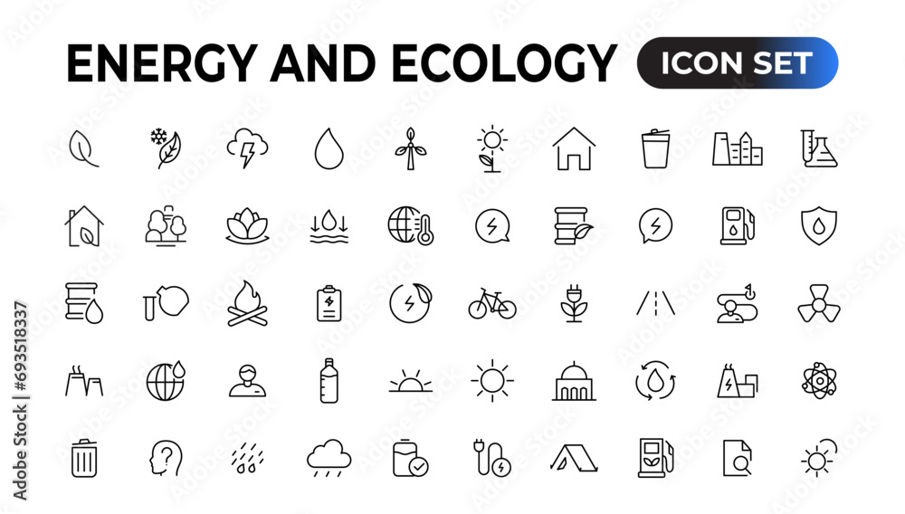 Energy and Ecology Line Editable Icons set. Vector illustration in ...