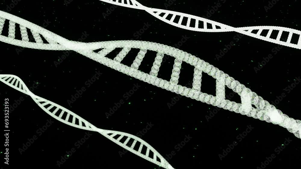 abstract DNA on black background with a place for text.Seamless loop 3D ...