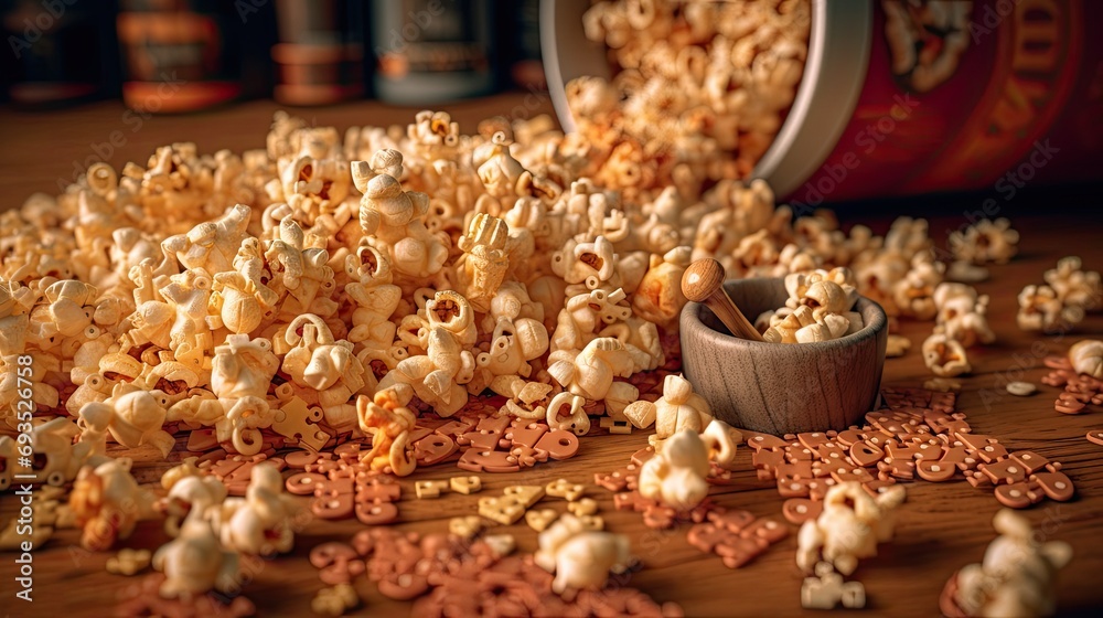 an attractive illustration of a popcorn advertisement with animated ...