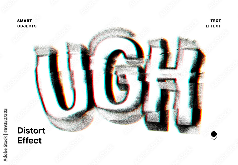 Displacement Glitches Text Effect Mockup Stock Template | Adobe Stock