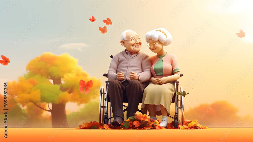 Heartwarming Background Image of an Elderly Couple, Symbolizing a ...