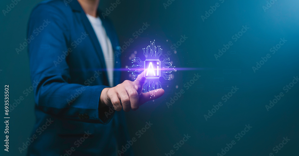 Human connection and artificial intelligence (Ai) concept, generate ...