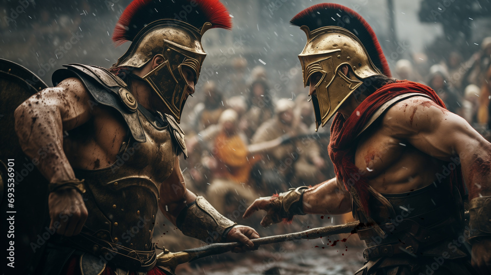 Rebellion and war in the Roman Empire, with helmeted and armored ...