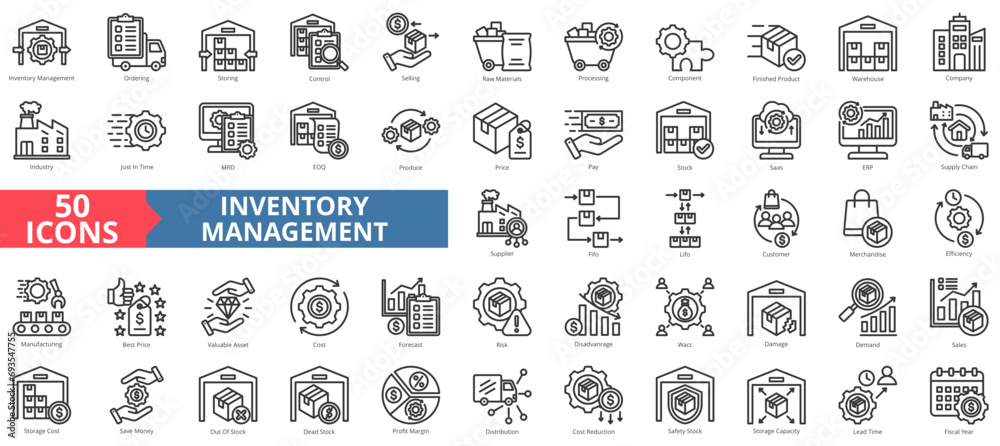 Inventory management icon collection set. Containing warehouse,company ...