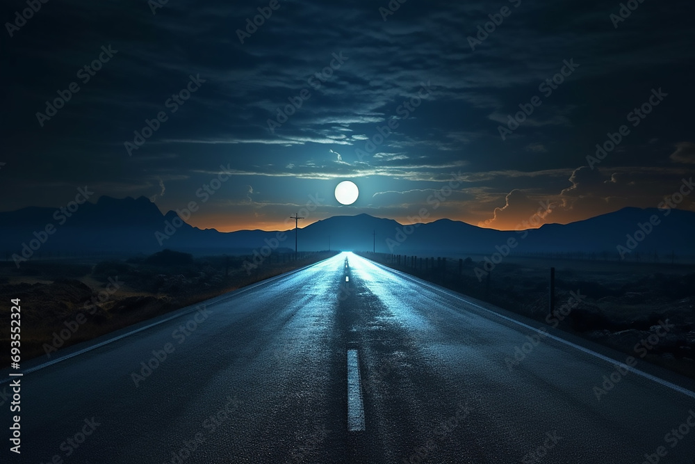 Full Moon Illuminates the City Streets, A Magical Moonlit Journey ...
