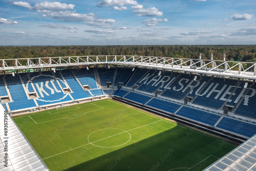Karlsruhe, Baden-Württemberg, Germany - October 3, 2023: Aerial view of ...