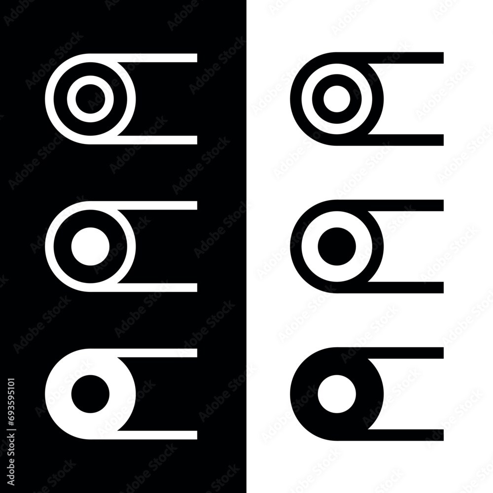 Roll icons set. Designations for a roll of paper, fabric, wallpaper or ...