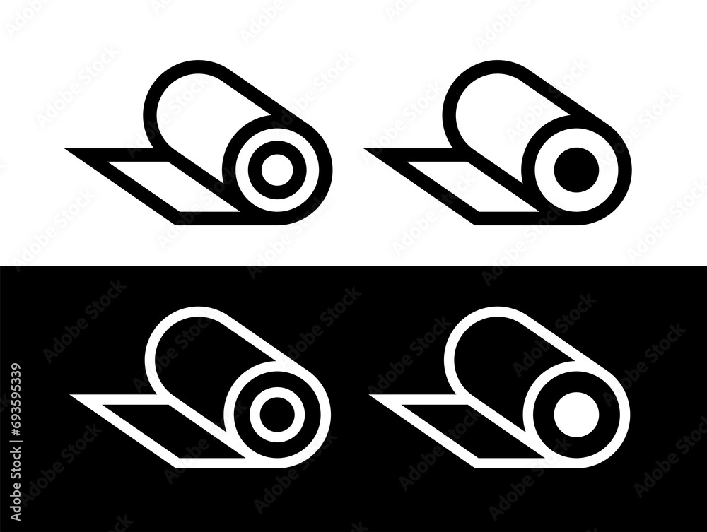 Roll icons set. Designations for a roll of paper, fabric, wallpaper or ...