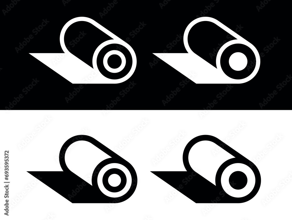 Roll icons set. Designations for a roll of paper, fabric, wallpaper or ...