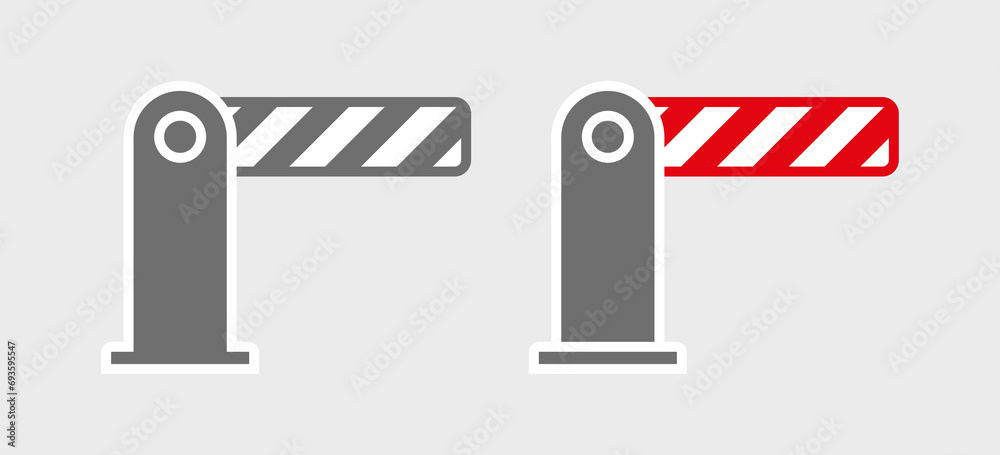 Barrier icons set. Entry barrier. Paid parking attribute. Symbol of ...