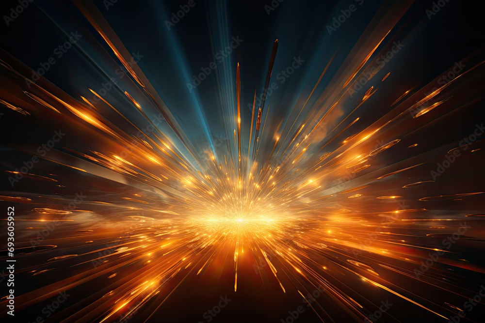 Radiating sun rays. The sunbeams are orange and yellow tones and ...