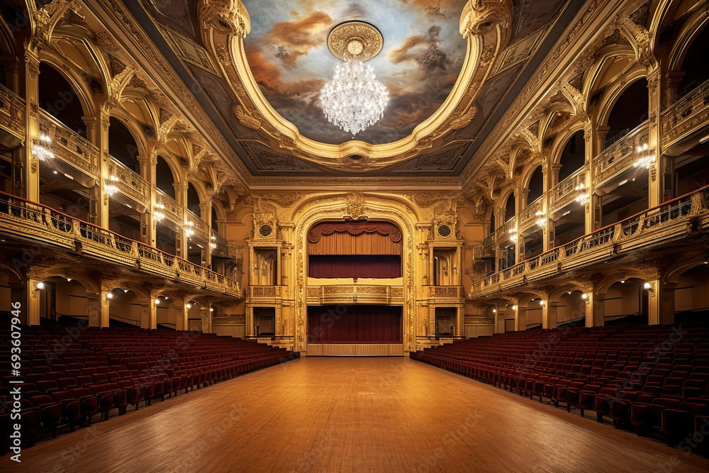 Interior of the opera hall, classical architecture of entertainment ...