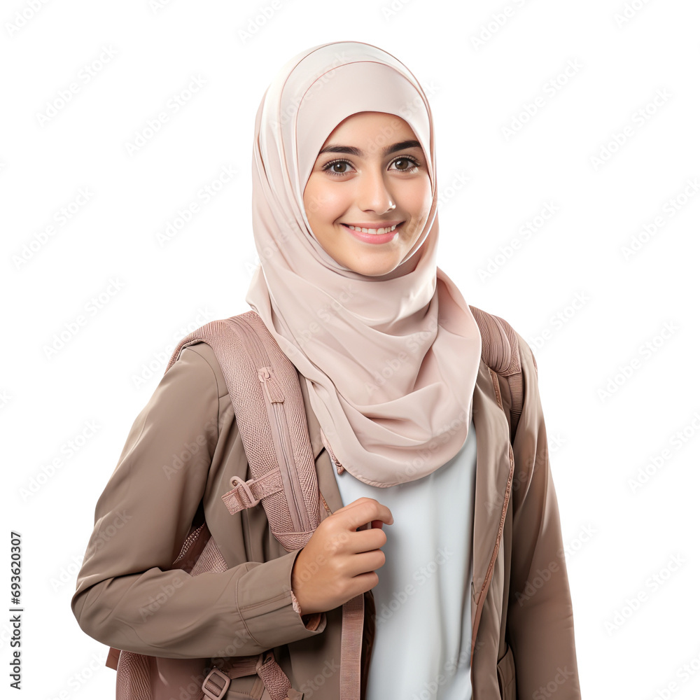 Islamic Student Isolated Muslim Girl on Transparent Background PNG ...