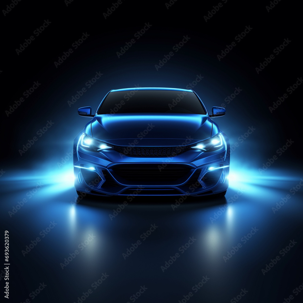 realistic blue led car light flare vector effect front headlight glare ...