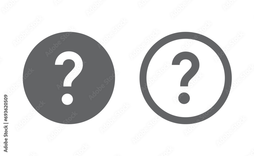 Question mark icon or button set. Question mark outline signs. Buttons ...