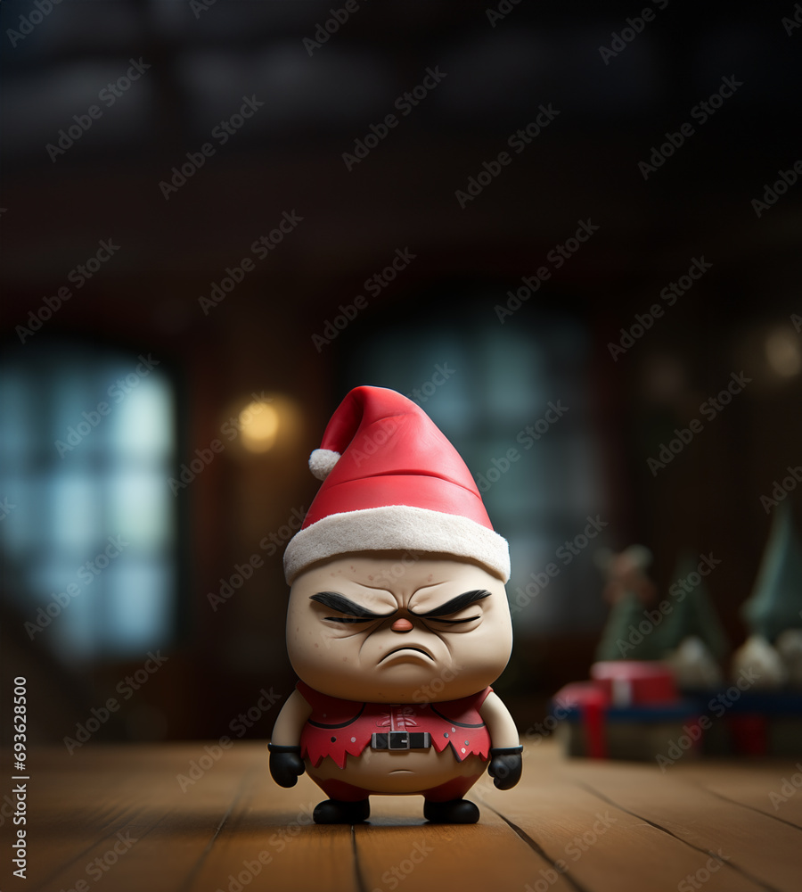 Grumpy Christmas elf inside a house Stock Illustration | Adobe Stock