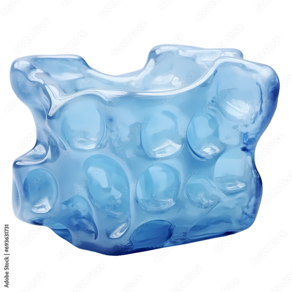Light blue abstract glass sponge structure isolated on transparent ...