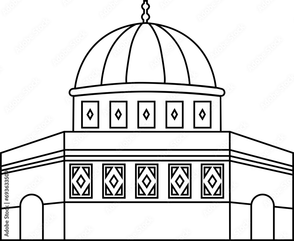 Palestine al Aqsa mosque line icon, compound in the city of "Jerusalem ...