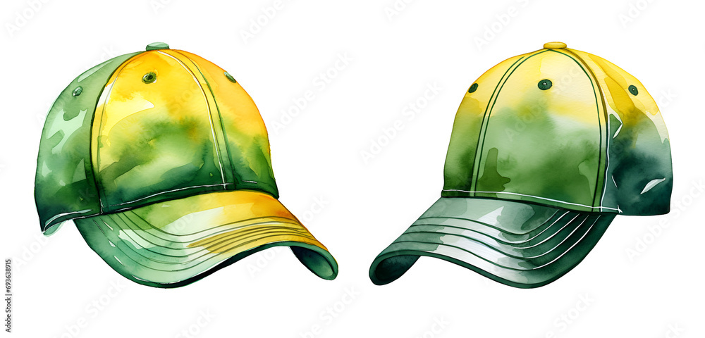 Baseball cap, watercolor clipart illustration with isolated background ...