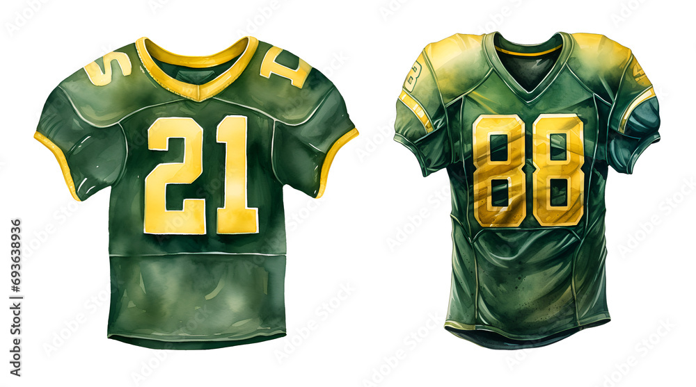 Football jersey, watercolor clipart illustration with isolated ...