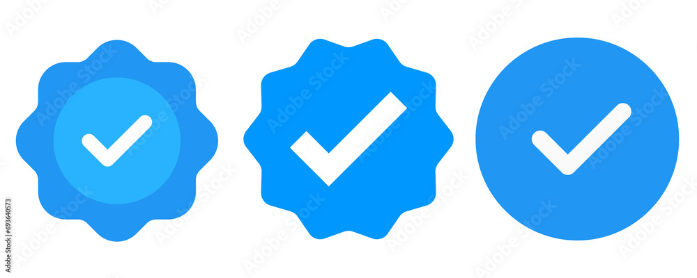 Blue tick verified badge icon vector. Social media official account ...