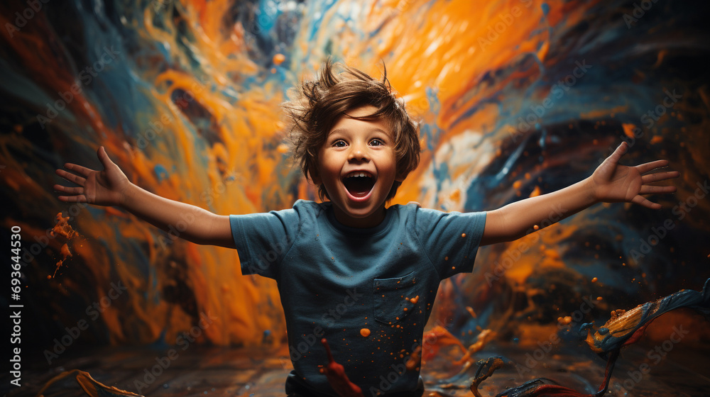 Visual representation of young child immersing herself in art-related ...