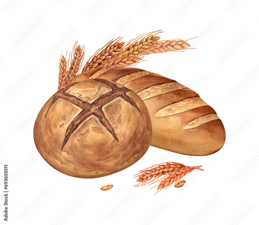 Fresh baked bread of sourdough. Homemade wheat bread, loaf and ...