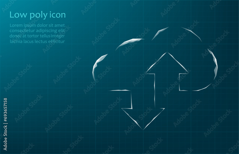 Cloud technologies, vector illustration. Wireframe cloud storage sign ...