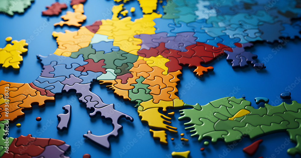 Europe silhouette, countries Map, Connected map Europe, European Union ...