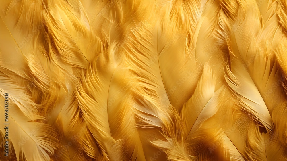 Golden feathers texture background, soft and smooth plumage detail ...