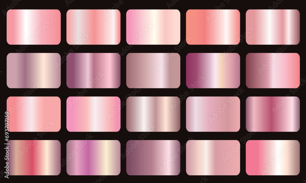 metallic gradients set, Rose gold gradient collection, Rose gold ...