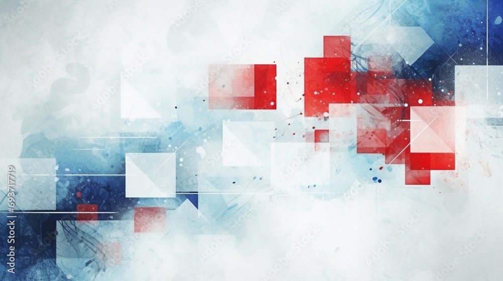 Modern Abstract Geometric Concept, Dynamic Red and Blue Squares on ...