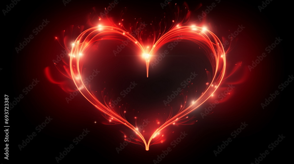 Plasma glowing red heart symbol on black background. Stock Illustration ...