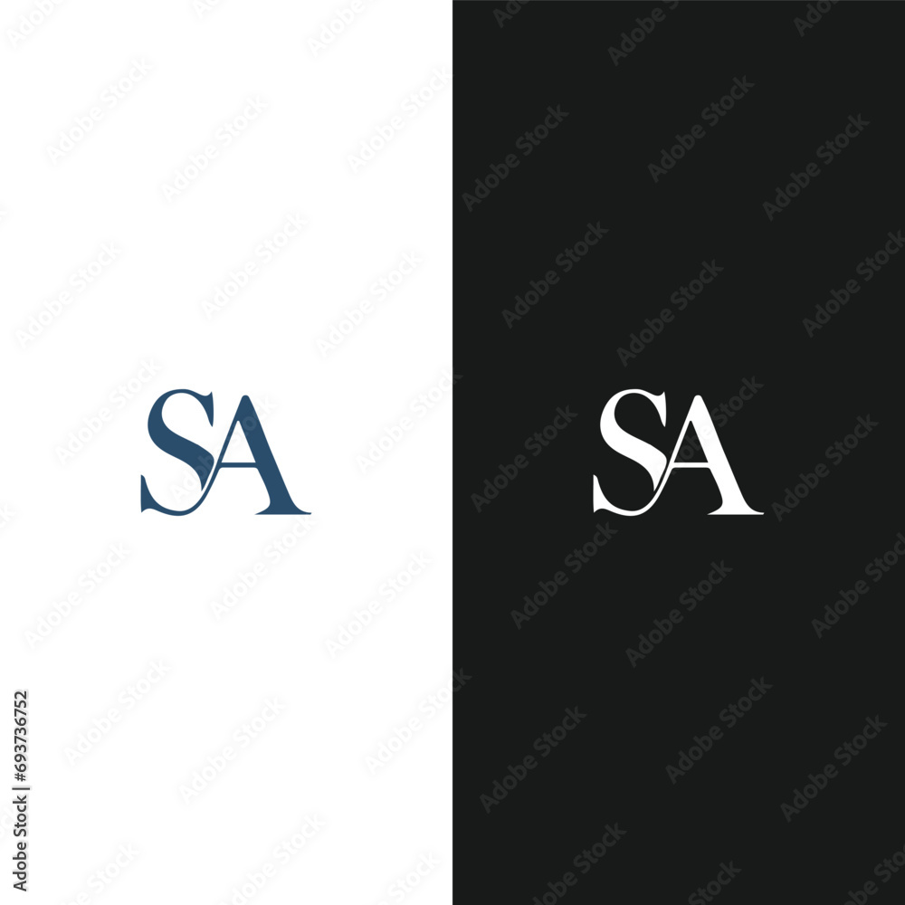 SA logo. S A design. White SA letter. SA, S A letter logo design ...