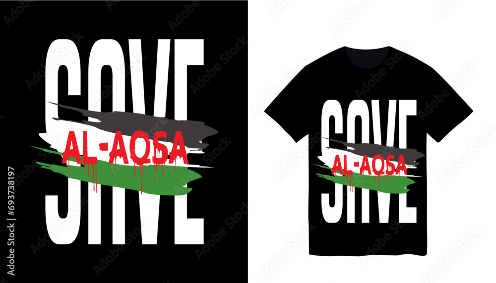 Save Al-Aqsa Free Palestine, With Palestine Flag Vector illustration ...