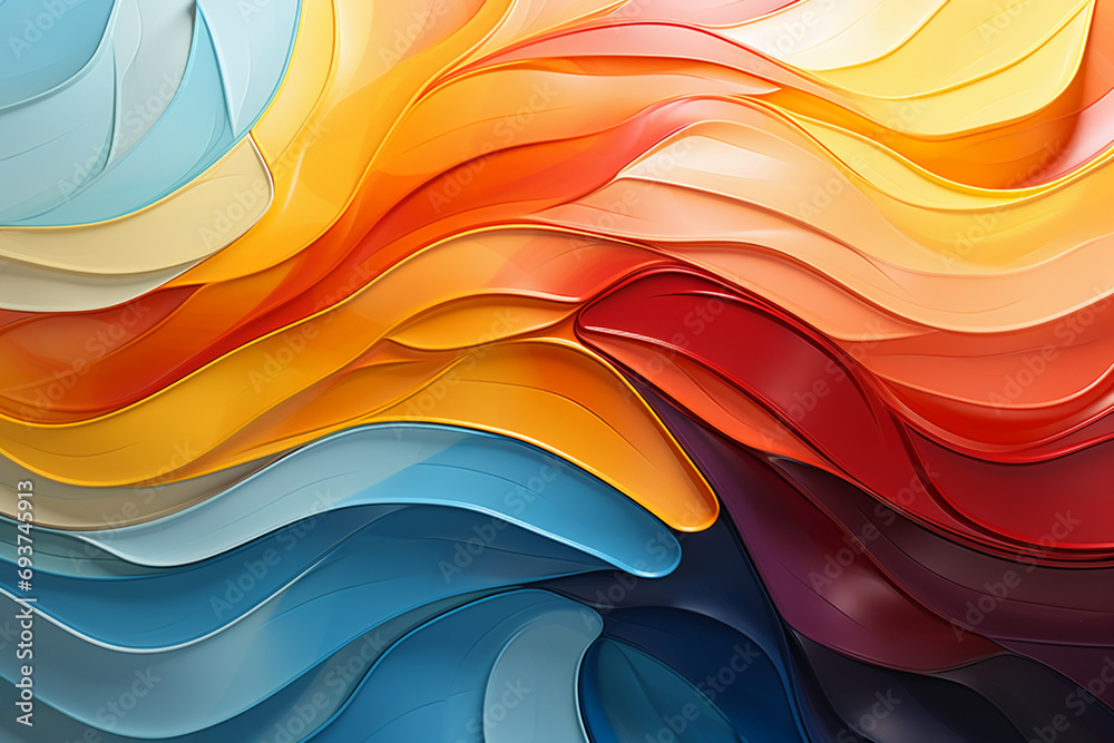 The color block collision design, smooth lines, oil painting style ...