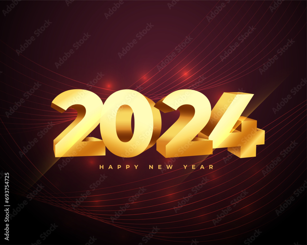 3d style 2024 new year shiny background design Stock Vector | Adobe Stock