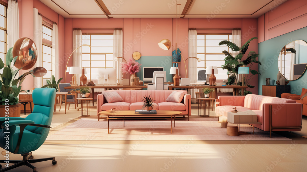 ビデオ会議背景 テレビ会議 ZOOM会議背景 ピンクのリビング Video Conference Backgrounds Video ...