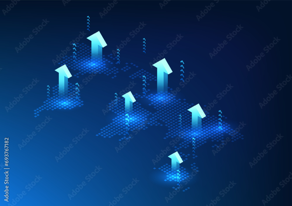 World map technology that shows the growth of technology that spreads ...