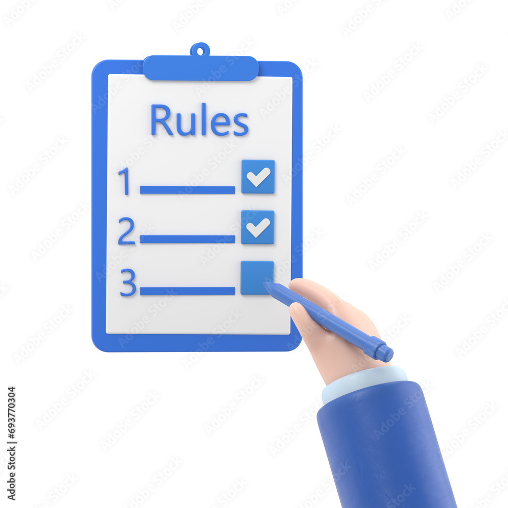 Rules concept. Businessman holding in hand clipboard with regulations ...