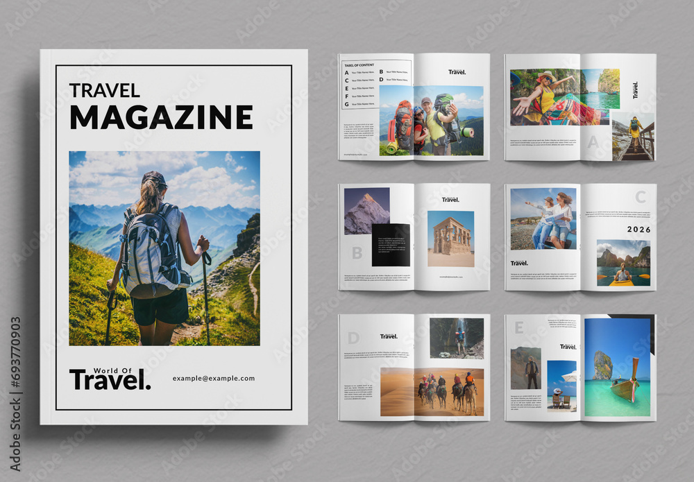Travel Magazine Layout Design Stock Template | Adobe Stock