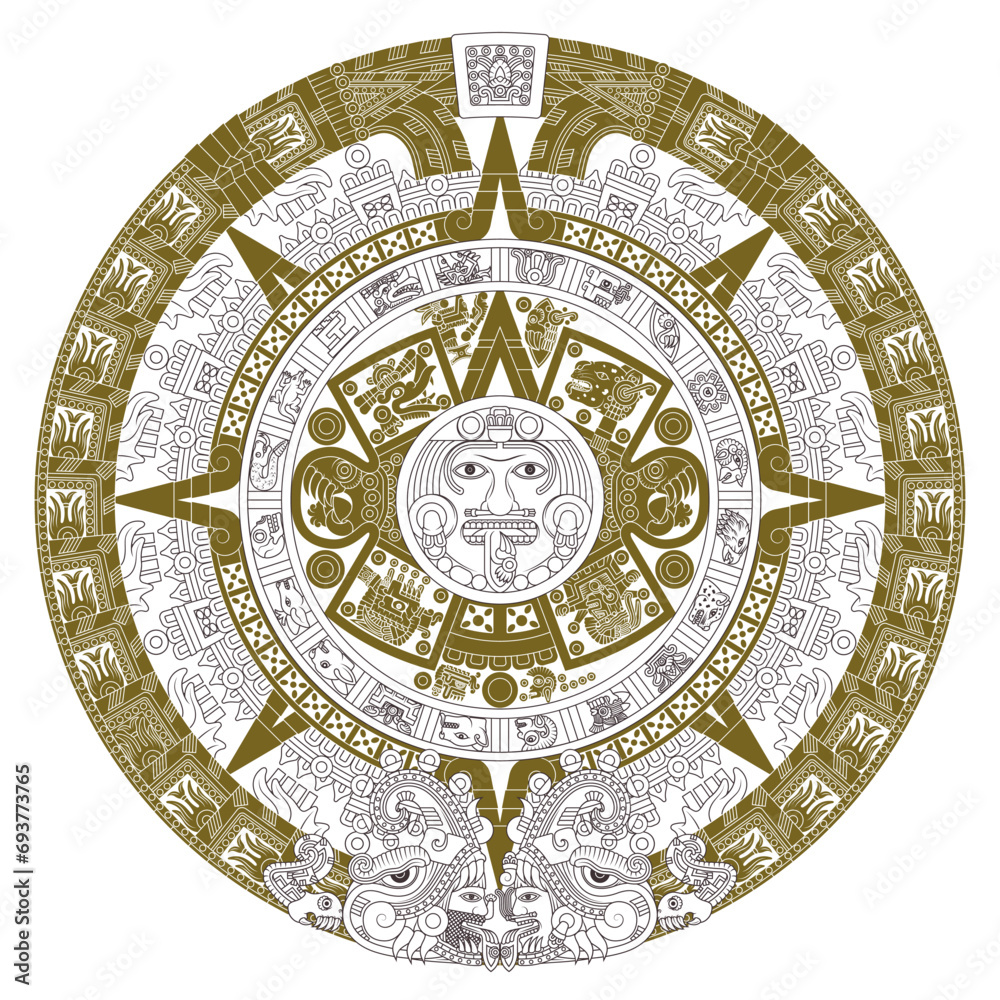 Solar calendar of the ancient Aztec civilization Stock Vector | Adobe Stock
