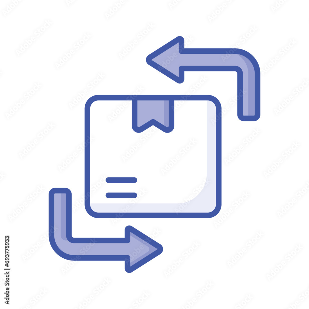 an icon with dispatched package and opposite direction arrows showing ...