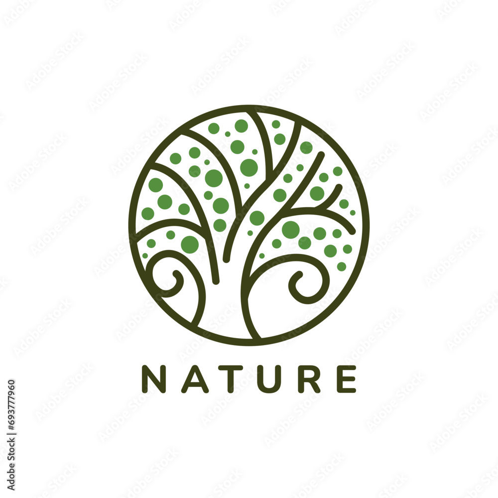 Abstract Tree of life logos. Eco nature symbols. Tree branch with ...