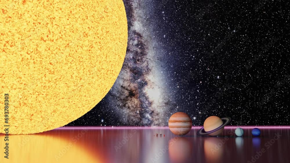 Solar System planets and sun size comparison scale with the Milky Way ...