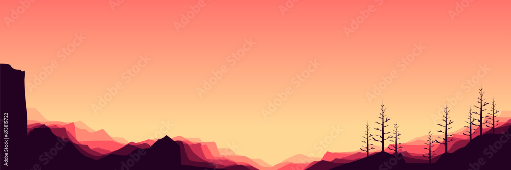 sunrise sky horizon landscape scenery vector illustration good for ...
