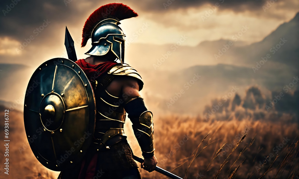Spartan warrior ready to fight. Roman male legionary (legionaries) wear ...
