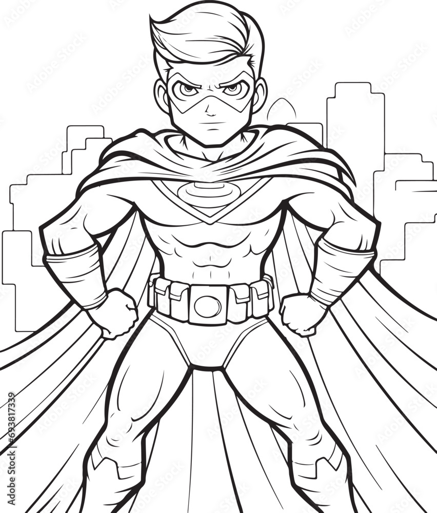 cute batman coloring page illustration for kids Stock Vector | Adobe Stock