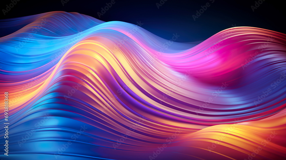 Light emitter glass with iridescent holographic vibrant neon wave ...