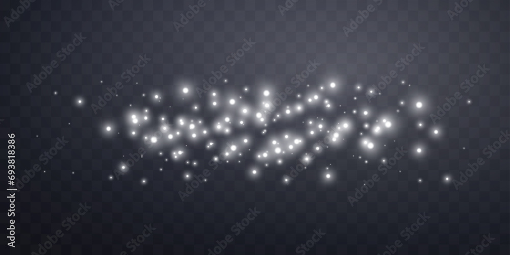 Silver magic sparks and dust stars. Silver glow flare light effect ...